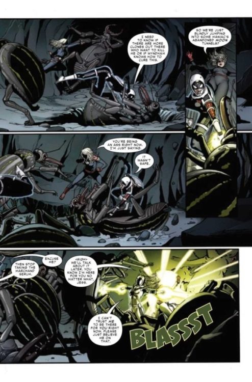 Spider-Woman #6 pg4 | Monkeys Fighting Robots